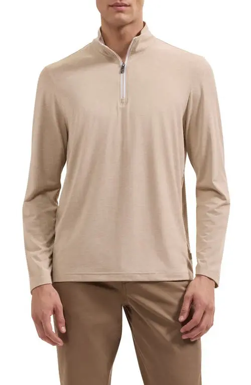Bugatchi Performance Quarter Zip Pullover - Sand