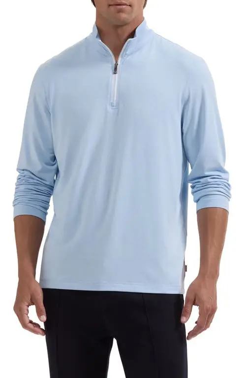 Bugatchi Performance Quarter Zip Pullover - Sky