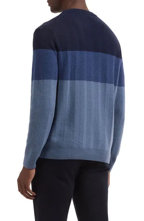 Bugatchi Aran Rib Crewneck Sweater - Navy