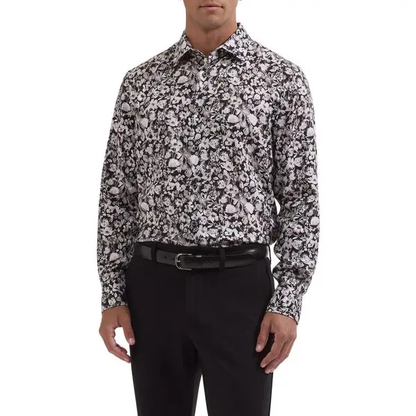 Bugatchi Julian Floral Print Long Sleeve Button-up Shirt
