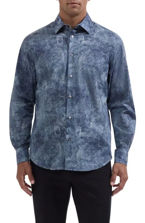 Bugatchi Julian Shaped Fit Long Sleeve Shirt - Ice