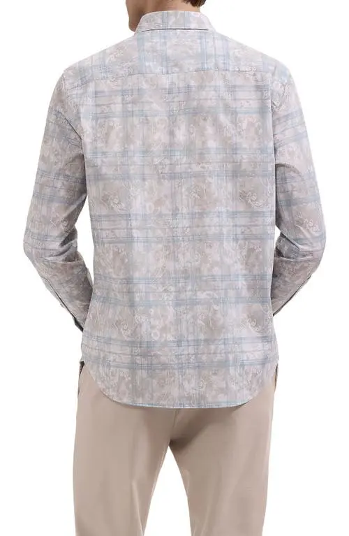 Bugatchi Julian Shaped Plaid Floral Button Up Shirt