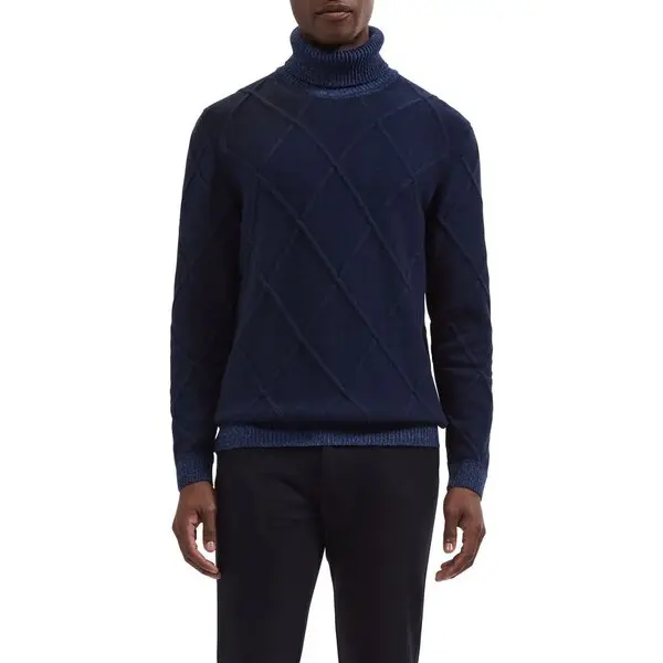 Bugatchi Diamond Turtleneck Sweater - Navy