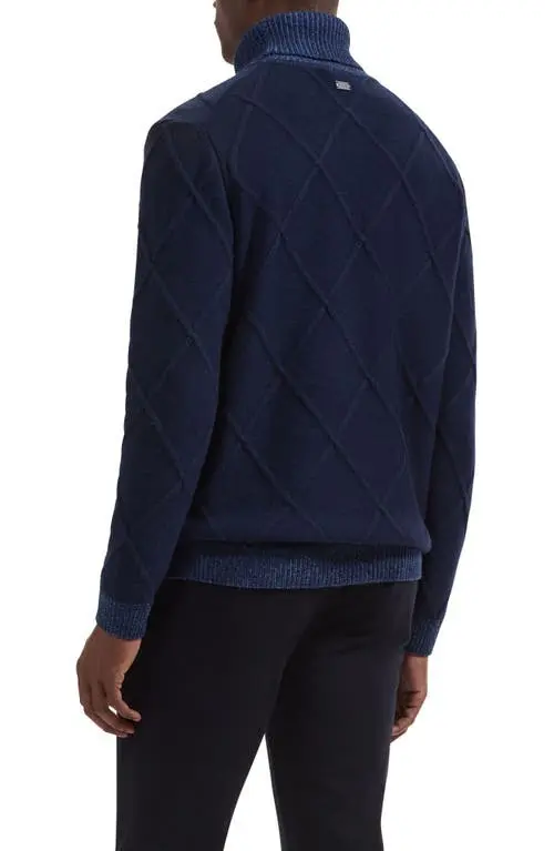 Bugatchi Diamond Turtleneck Sweater - Navy