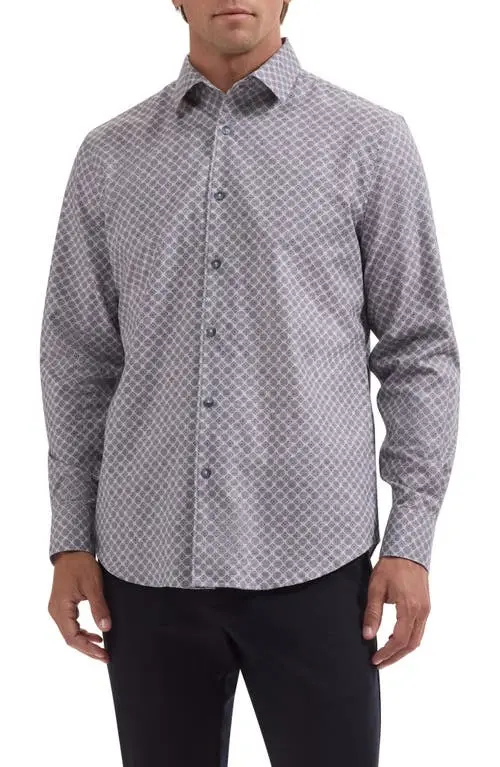 Bugatchi Alvin Shaped Fit Long Sleeve Shirt - Slate