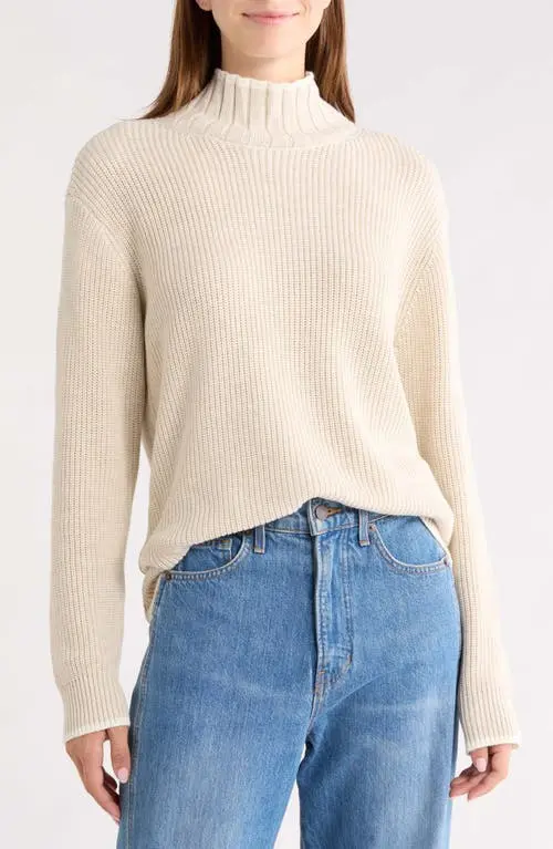 Vince Camuto Mixed Stitch Turtleneck Sweater - Malted