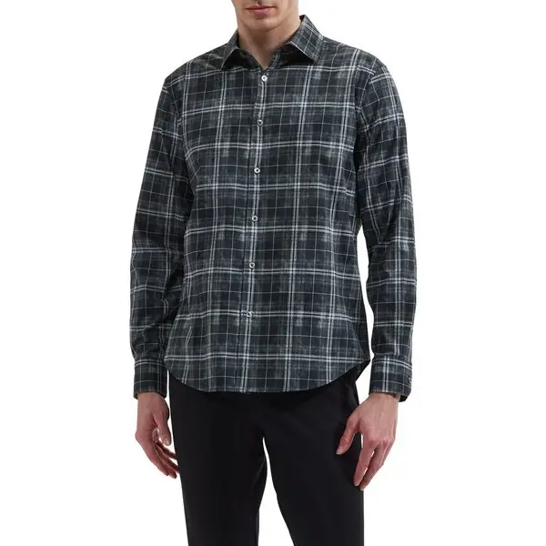Bugatchi Axel Plaid Long Sleeve Shaped Shirt