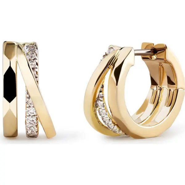 ANA LUISA Esme Trip Cubic Zirconia Huggie Hoop Earrings - Gold