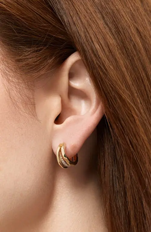 ANA LUISA Esme Trip Cubic Zirconia Huggie Hoop Earrings