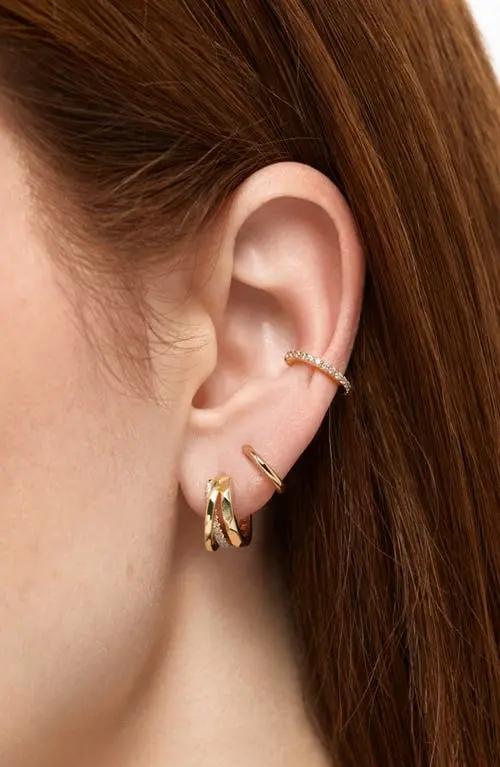 ANA LUISA Esme Trip Cubic Zirconia Huggie Hoop Earrings