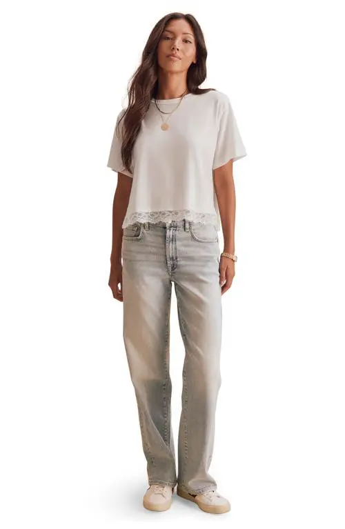 Splendid Lainey Lace Trim Jersey Tee - Shell