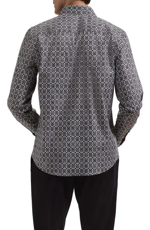 Bugatchi Axel Shaped Long Sleeve Patterned Shirt