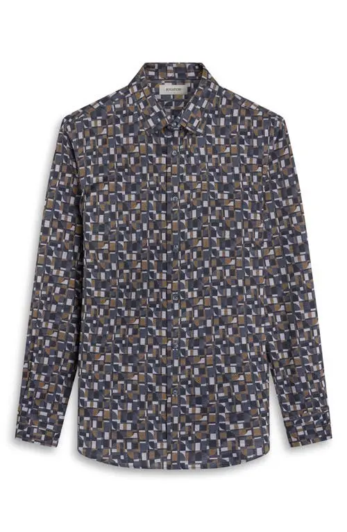 Bugatchi Julian Shaped Geometric Print Cotton Shirt