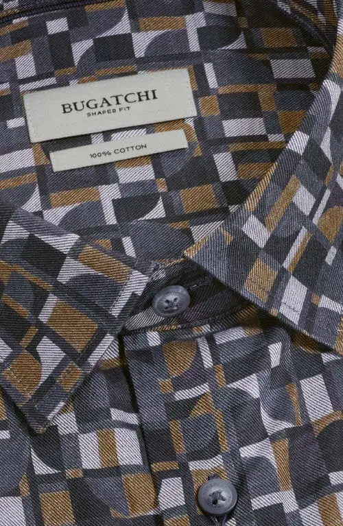 Bugatchi Julian Shaped Geometric Print Cotton Shirt