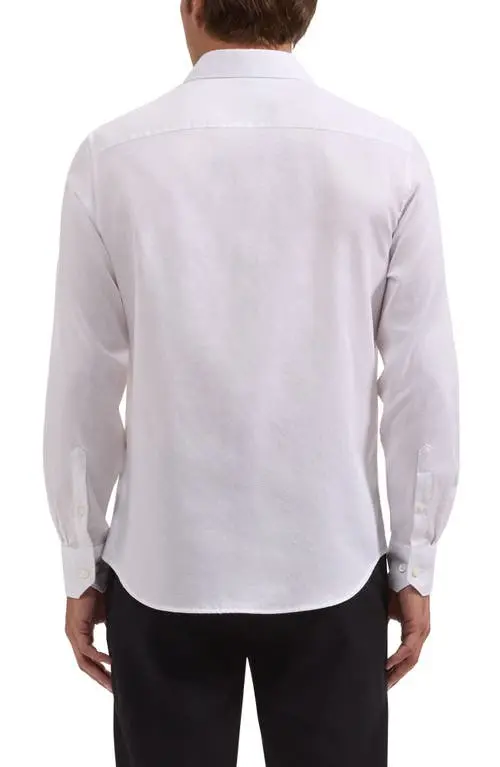 Bugatchi Julian Shaped Fit Solid Jacquard Button-up Shirt - White