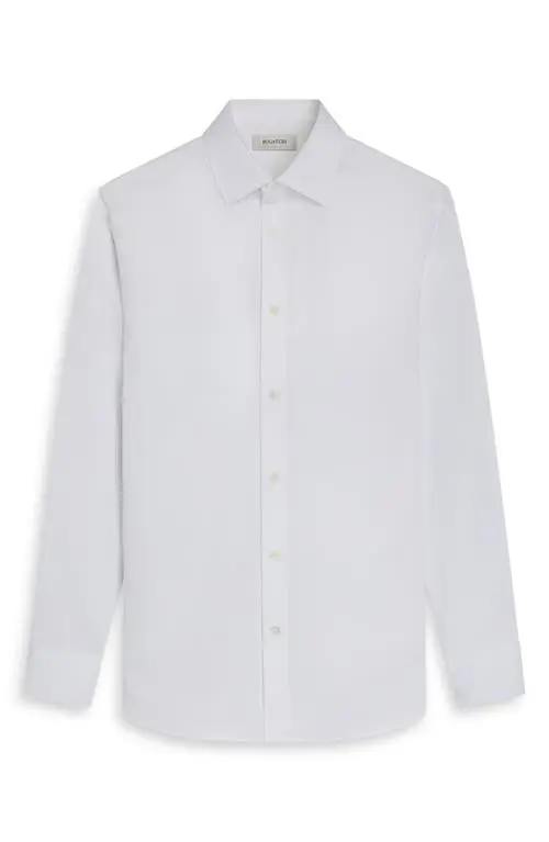 Bugatchi Julian Shaped Fit Solid Jacquard Button-up Shirt - White