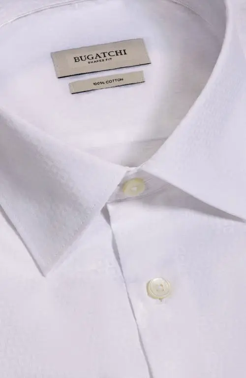 Bugatchi Julian Shaped Fit Solid Jacquard Button-up Shirt - White