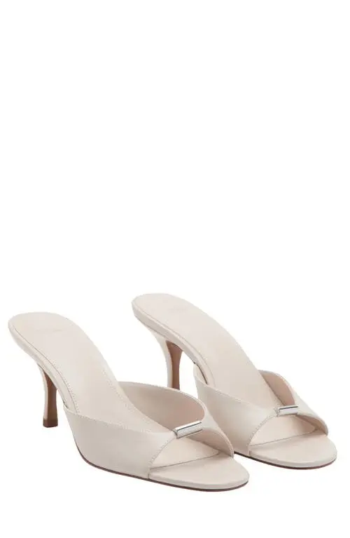 Mango Metallic Detail Faux Leather Slide Sandal - Ecru