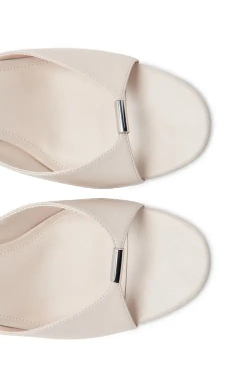 Mango Metallic Detail Faux Leather Slide Sandal - Ecru
