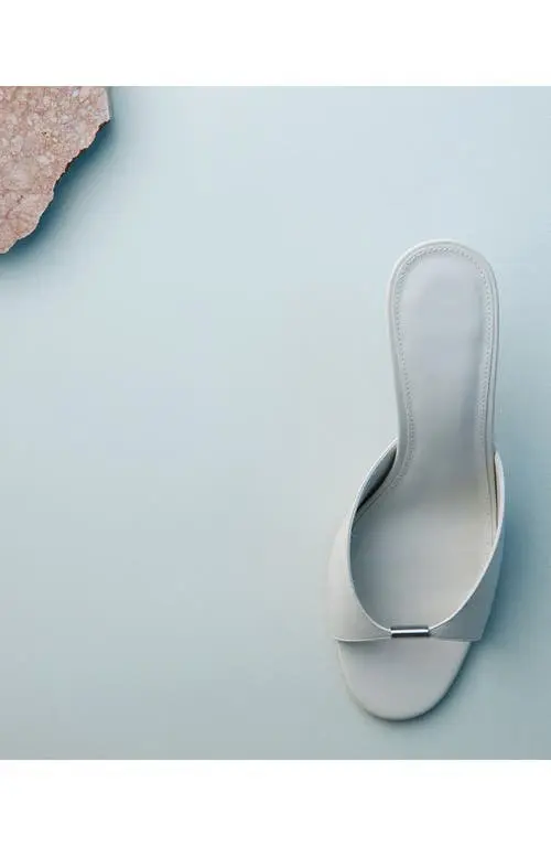 Mango Metallic Detail Faux Leather Slide Sandal - Ecru