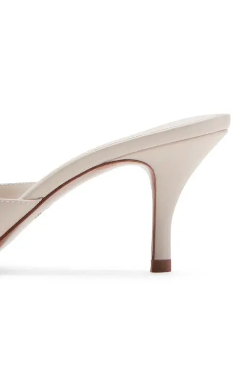Mango Metallic Detail Faux Leather Slide Sandal - Ecru