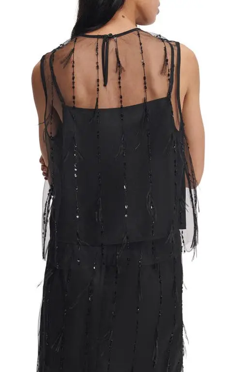 Rag & Bone Geena Sequin Ostrich Feather Tank