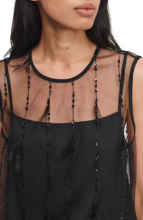 Rag & Bone Geena Sequin Ostrich Feather Tank