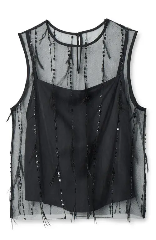 Rag & Bone Geena Sequin Ostrich Feather Tank