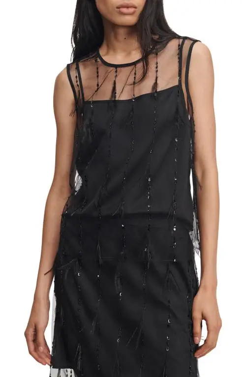 Rag & Bone Geena Sequin Ostrich Feather Tank