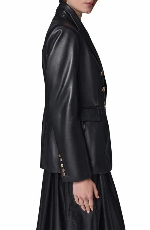 Donna Karan New York Double-breasted Leather Blazer - Black
