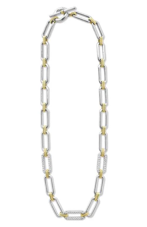 Lagos 18k Gold & Sterling Silver Diamond Link Necklace - Two-tone