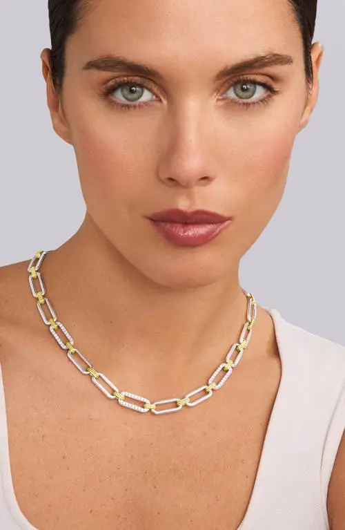 Lagos 18k Gold & Sterling Silver Diamond Link Necklace