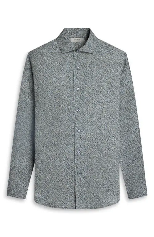 Bugatchi Alvin Shaped Fit Floral Cotton Shirt - Olive