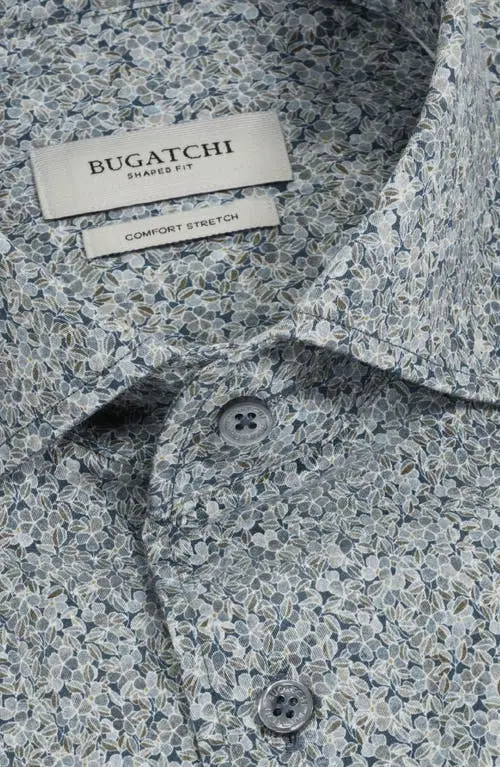 Bugatchi Alvin Shaped Fit Floral Cotton Shirt - Olive