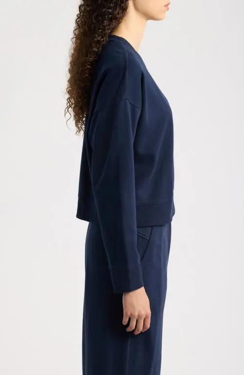 Eileen Fisher Cropped Organic Cotton Sweatshirt - Ink