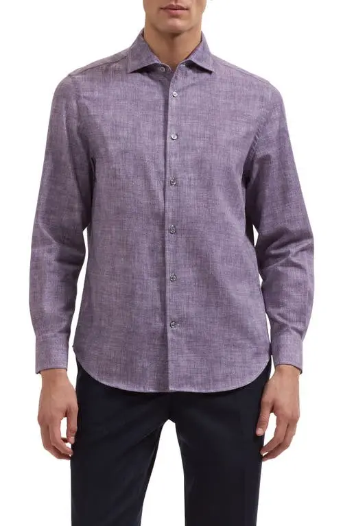 Bugatchi Alvin Shaped Fit Long Sleeve Cotton Shirt - Amethyst