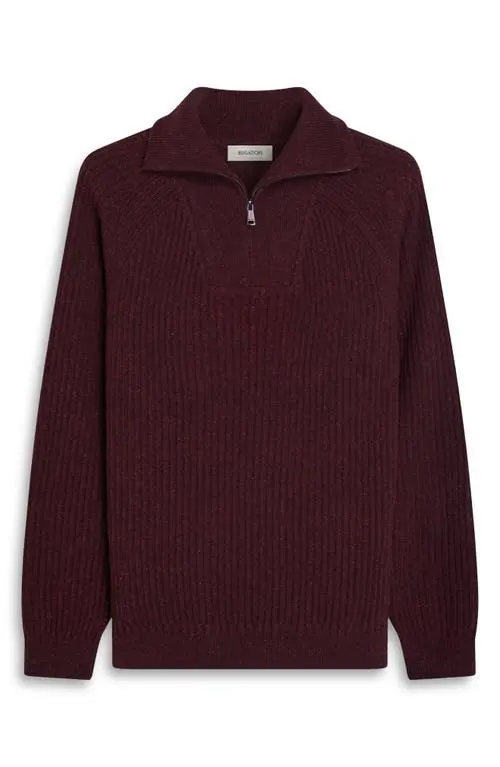 Bugatchi Rib Quarter Zip Sweater - Burgundy
