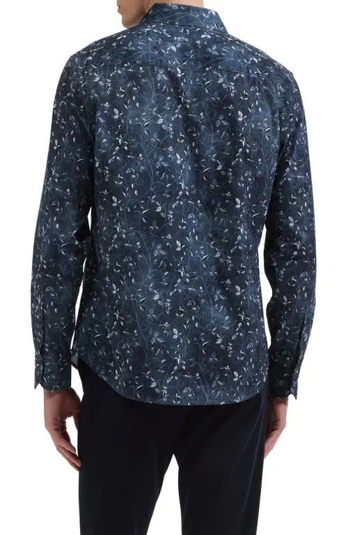 Bugatchi Julian Shaped Fit Leaf Print Button-up Shirt