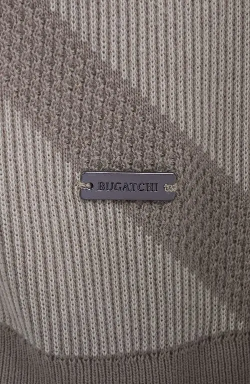 Bugatchi Cotton Geometric Knit Crewneck Sweater - Walnut
