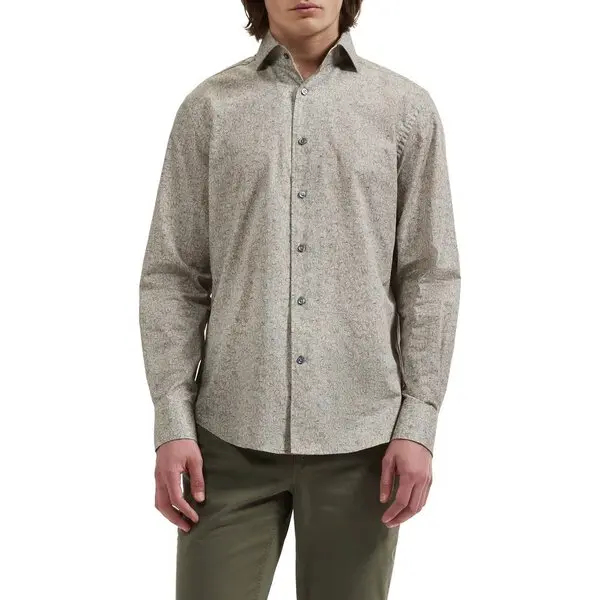 Bugatchi Alvin Shaped Fit Long Sleeve Cotton Shirt - Ginger