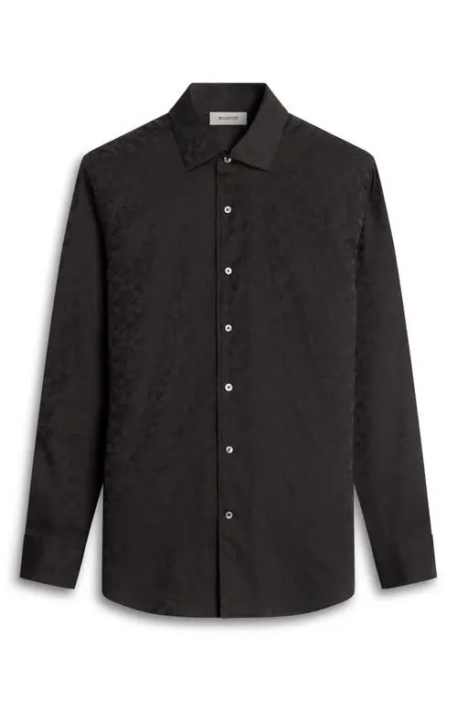 Bugatchi Alvin Shaped Fit Jacquard Button-up Shirt - Black