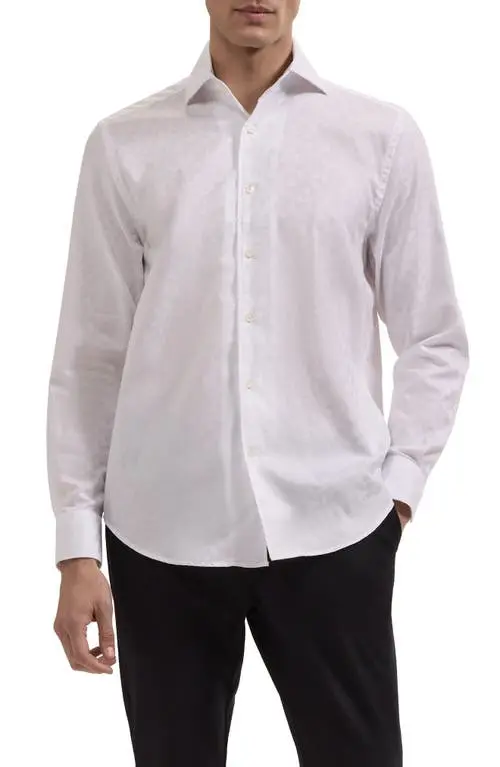 Bugatchi Alvin Shaped Fit Jacquard Button-up Shirt - White