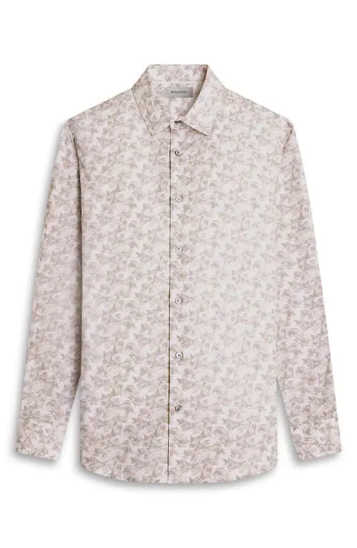 Bugatchi Julian Shaped Fit Leaf Print Stretch Button-up Shirt