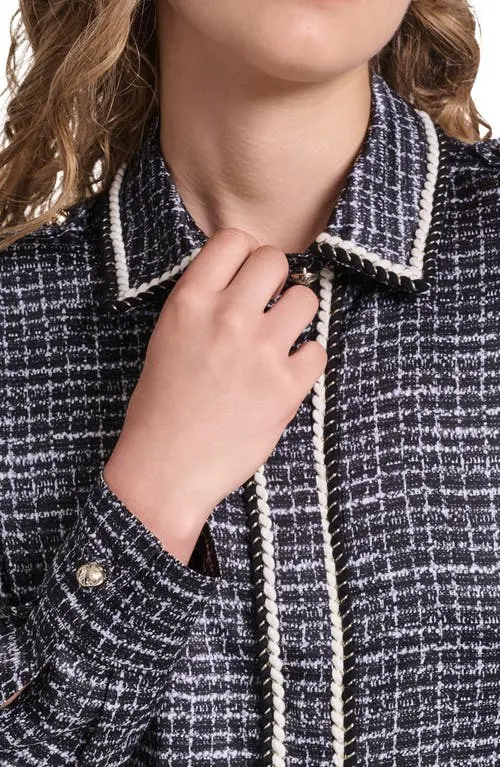 Karl Lagerfeld Paris Tweed Print Long Sleeve Shirt