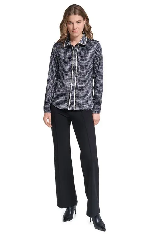 Karl Lagerfeld Paris Tweed Print Long Sleeve Shirt