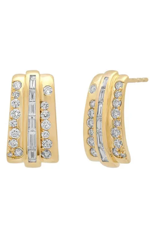 Sara Weinstock Diamond Huggie Hoop Earrings - Yellow