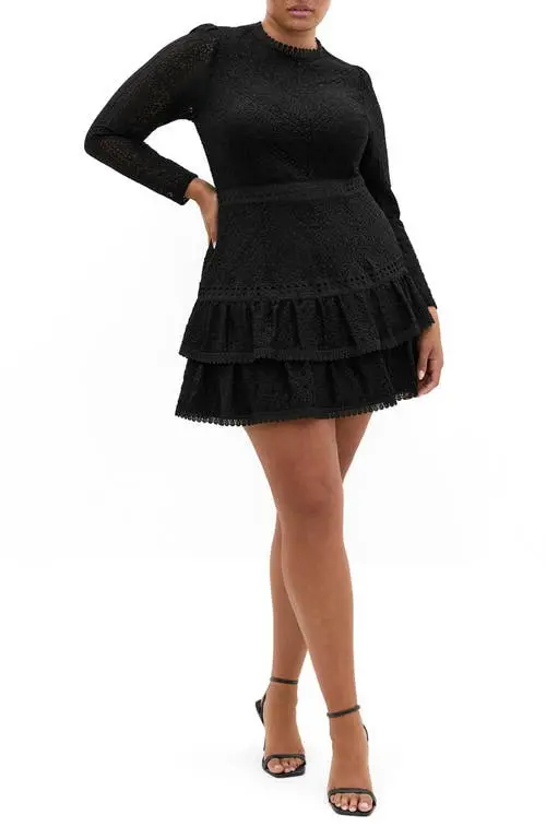 City Chic Gabriella Lace Minidress - Black/black