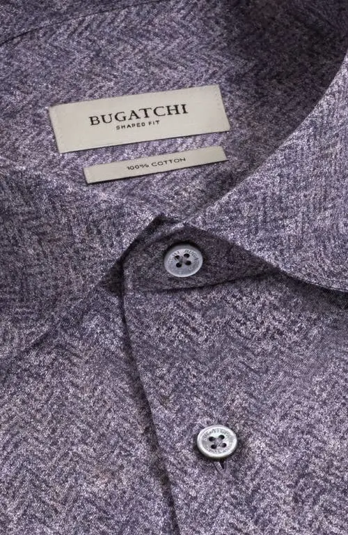 Bugatchi Alvin Shaped Fit Herringbone Cotton Shirt