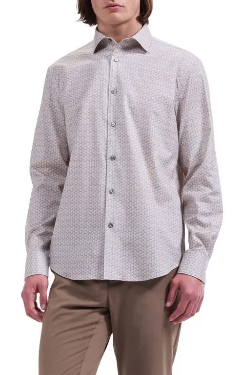 Bugatchi Alvin Shaped Fit Geo Print Button-up Shirt - Sand