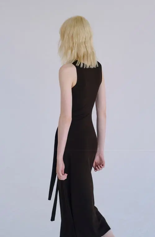 Mango Tie Detail Sleeveless Knit Dress